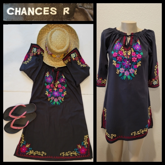 Chances R | Swim | Chances R Embroidered Swim Cover Caftan Mini Dress S ...